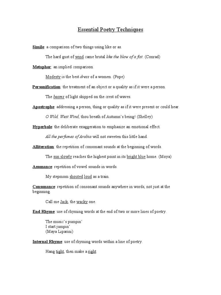 Key Poetry Techniques Explained | PDF