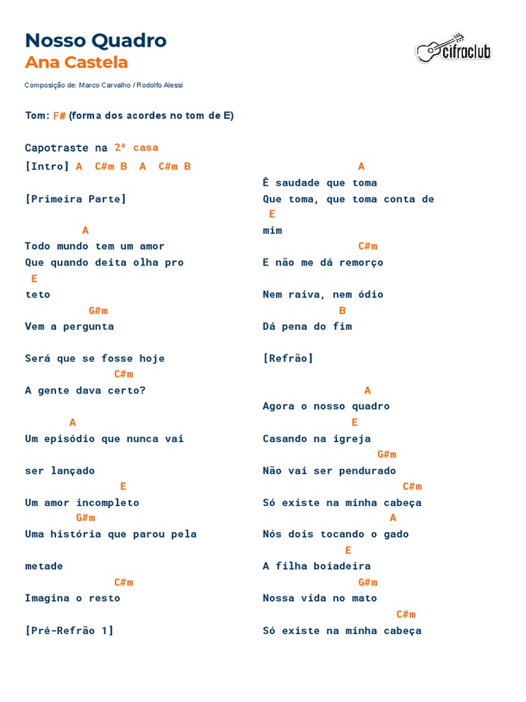 Cifra Club - Ana Castela - Nosso Quadro | PDF