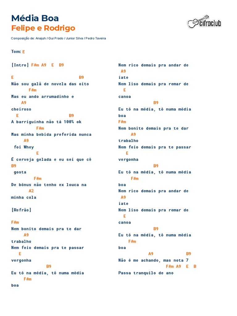 Cifra Club - Felipe e Rodrigo - Média Boa | PDF