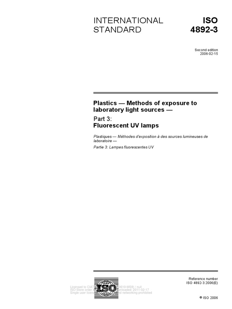 ISO 4892-3 - 2006 (E) - Character - PDF - Document | PDF | Technology & Engineering