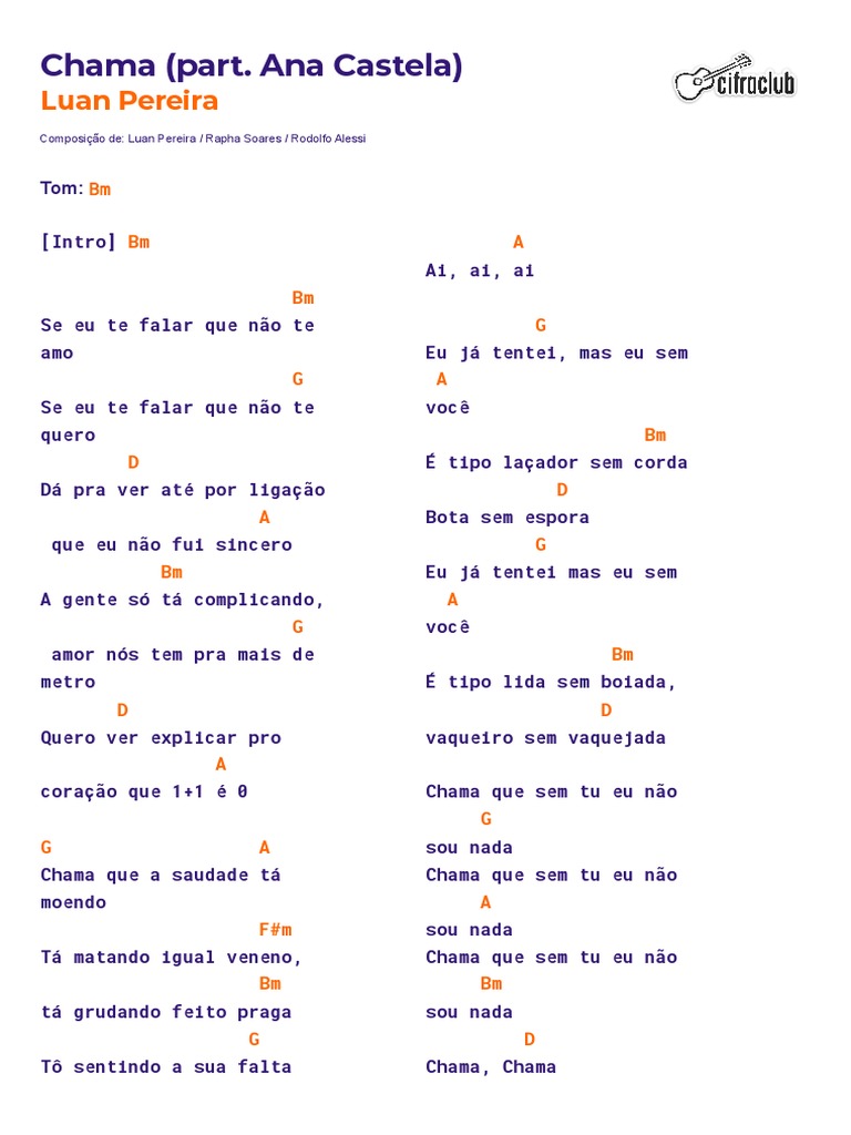 Cifra Club - Luan Pereira - Chama (Part. Ana Castela) | PDF