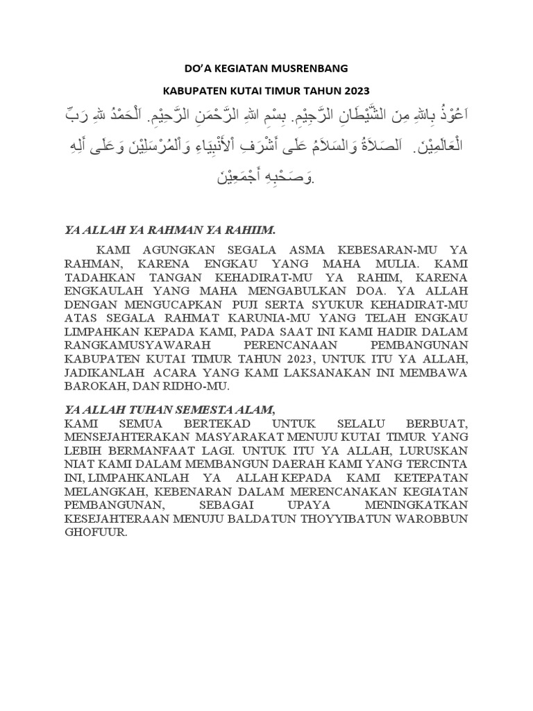 Doa Musrenbang | PDF