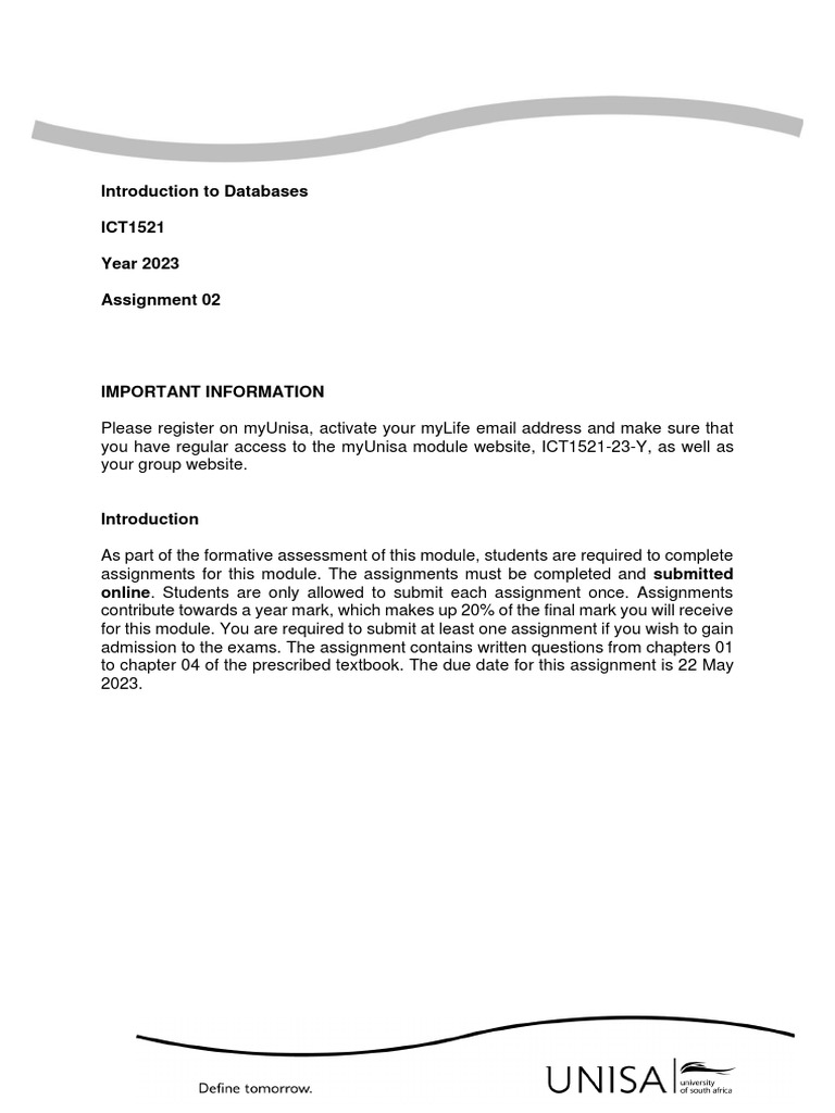 ICT1521 Assignment 02 - 2023 | PDF | Table (Database) | Databases