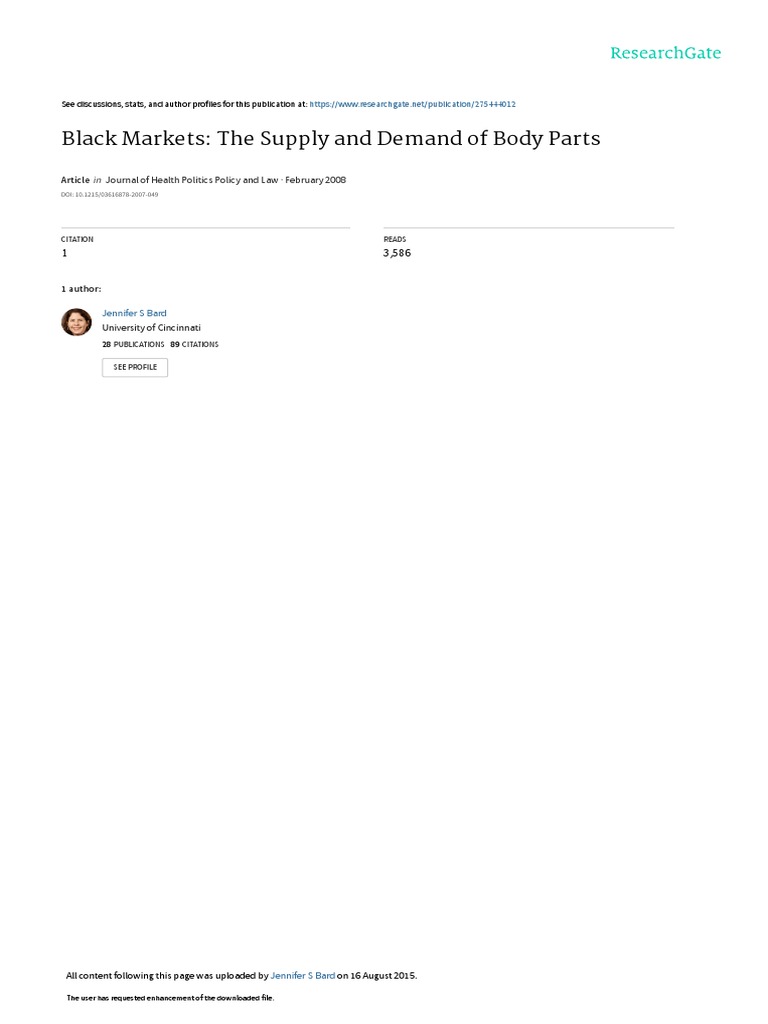 Black Markets The Supply and Demand of Body Parts | PDF | Organ ...