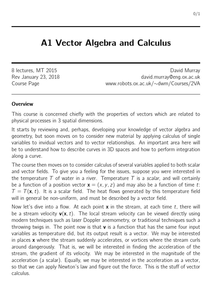 VC-1 Vector Algebra and Calculus | Download Free PDF | Euclidean Vector | Rotation