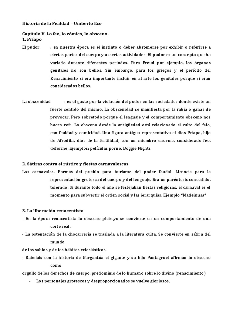 Historia de La Fealdad (Eco) | PDF | Libros para adolescentes | Ficción ...