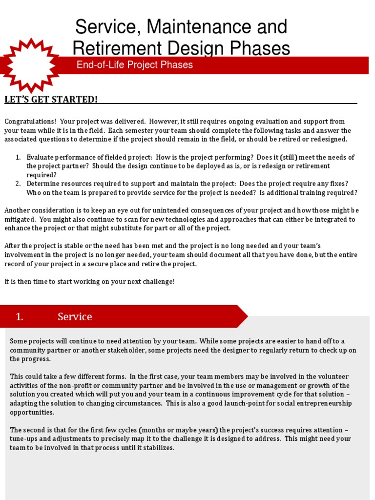 Service, Maintenance and Retirement Design Phases: End-of-Life Project ...