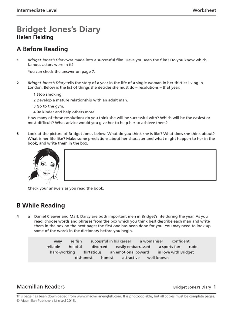 Bridget Jones Diary Worksheet | PDF