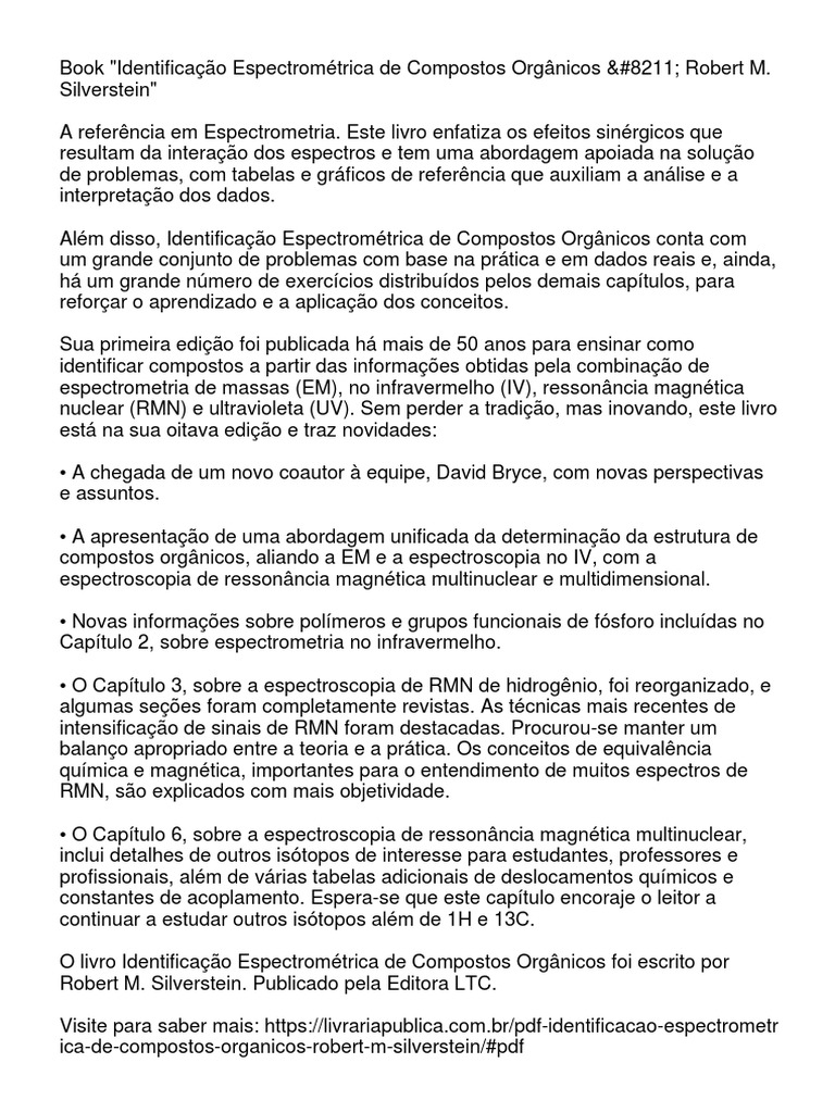 Identificação Espectrométrica de Compostos Orgânicos – Robert M ...