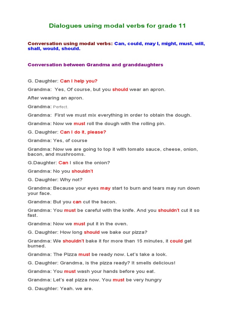 Dialogues using modal verbs | PDF