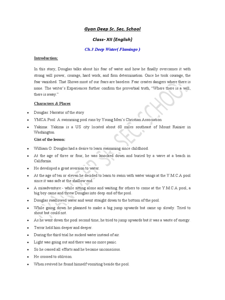 12th English Deep Water | PDF