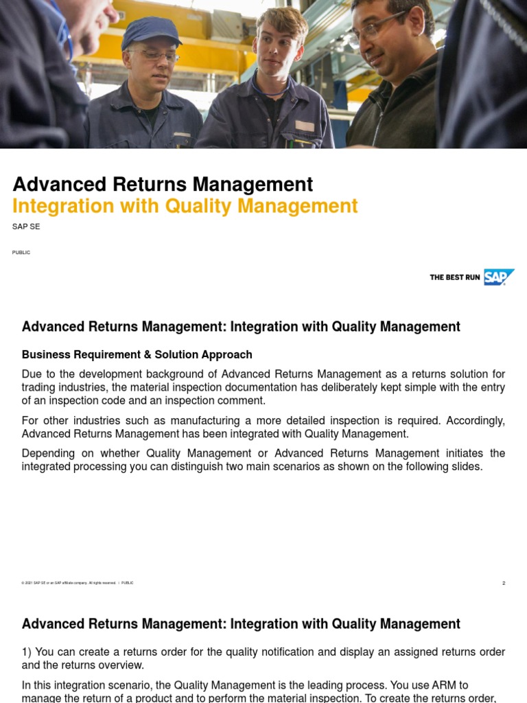 ARM Integration With QM EN | PDF | Quality Management | Logistics