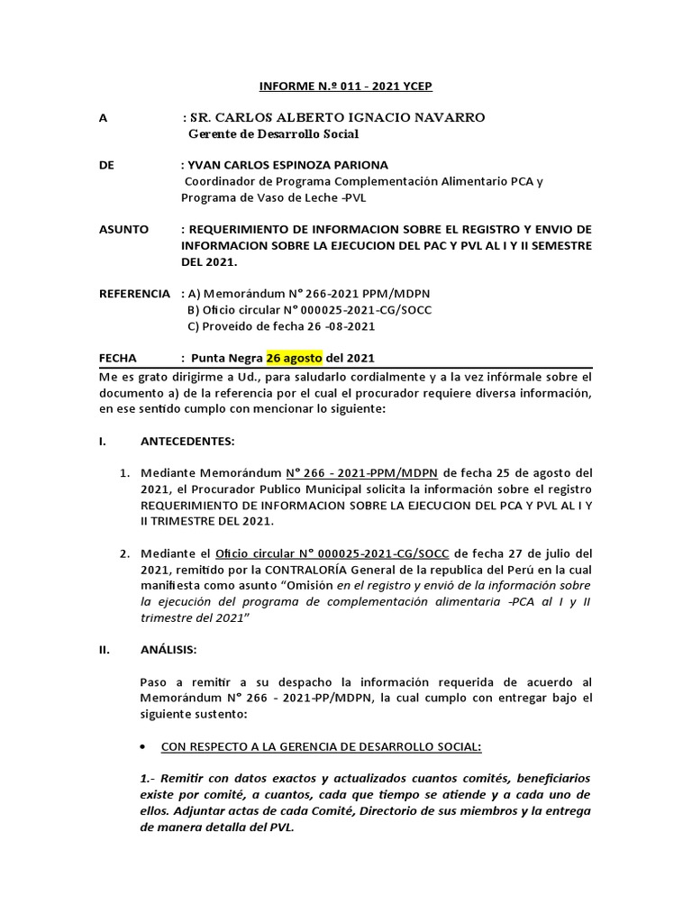 INFORME N 15 YCEP PROCURADOR 14SET 2021 (1) Modificado | PDF