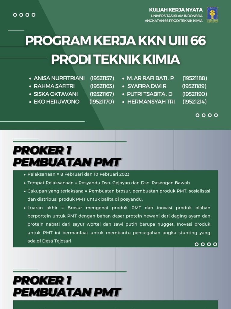 Laporan Program Kerja KKN Prodi Teknik Kimia | PDF