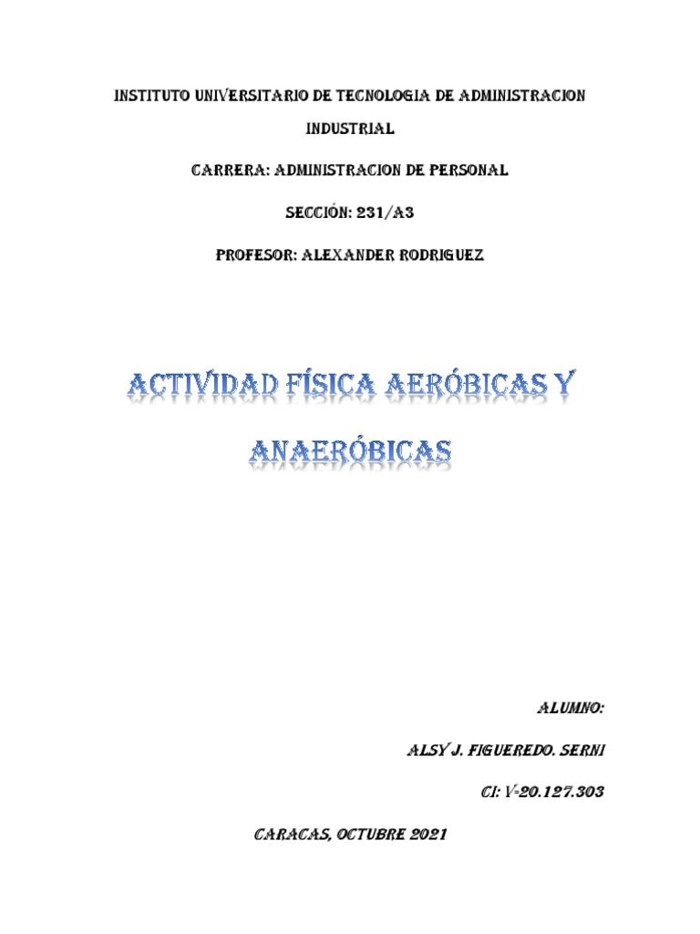 Actividad Fisica Aerobicas y Anaerobicas Alsy | PDF | Ejercicio ...
