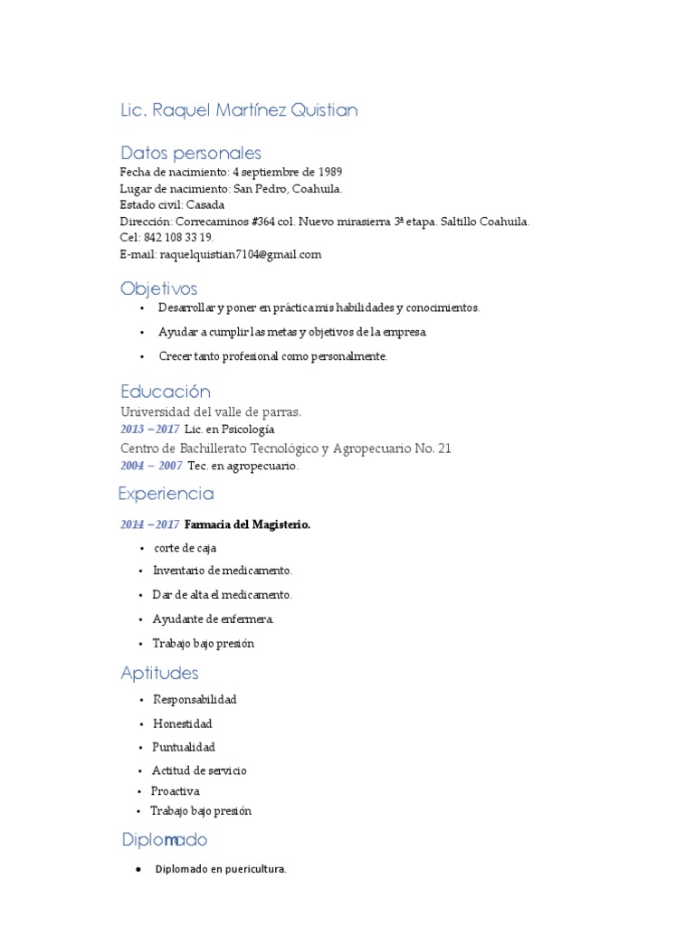 CV Actual Raquel | PDF