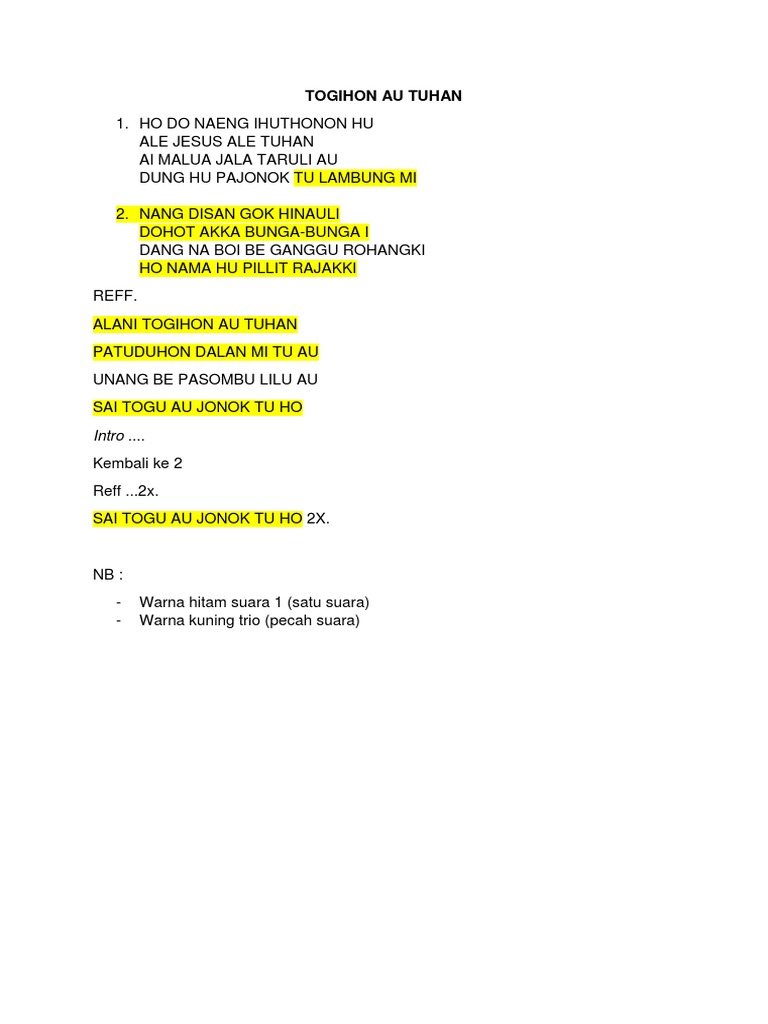 Togihon Au Tuhan | PDF