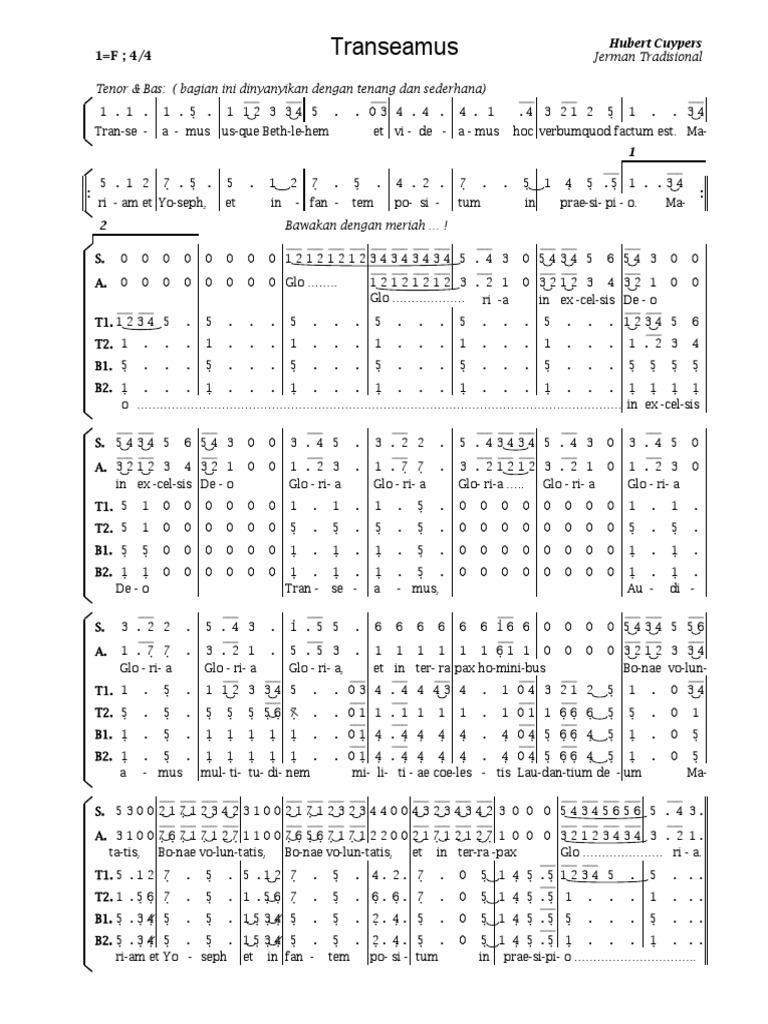 Transeamus (SATTBB) Tradisional Jerman - Hubert Cuypers | PDF