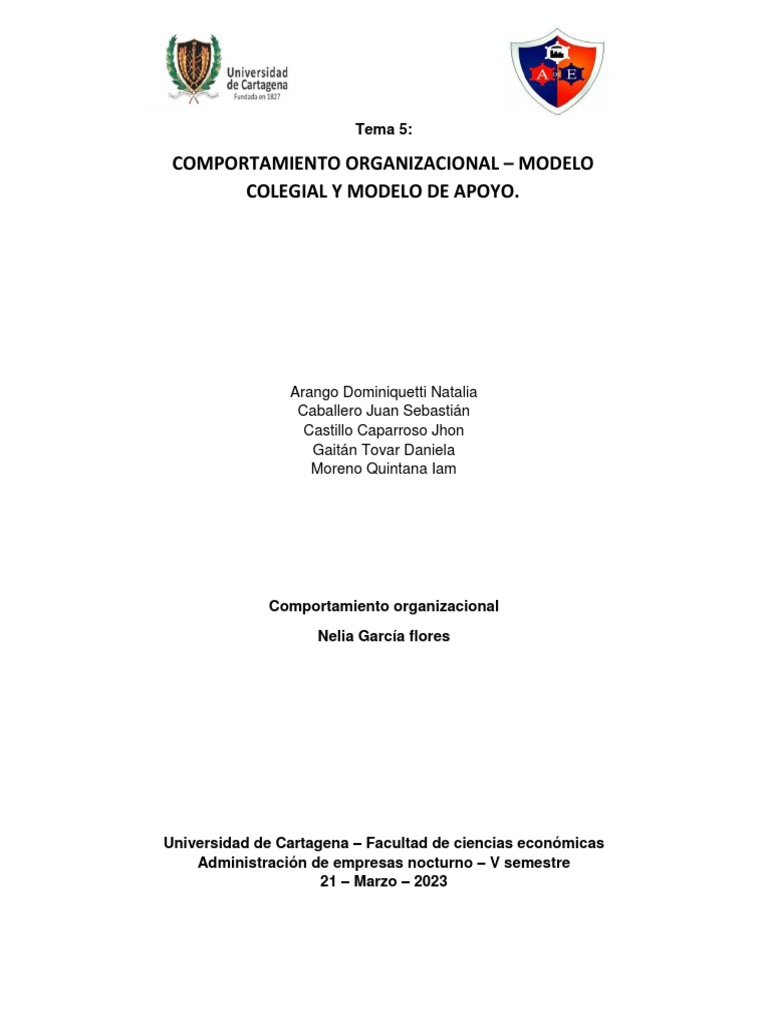 TEMA 5 - MODELO COLEGIAL Y DE APOYO | PDF | Liderazgo | Comportamiento ...