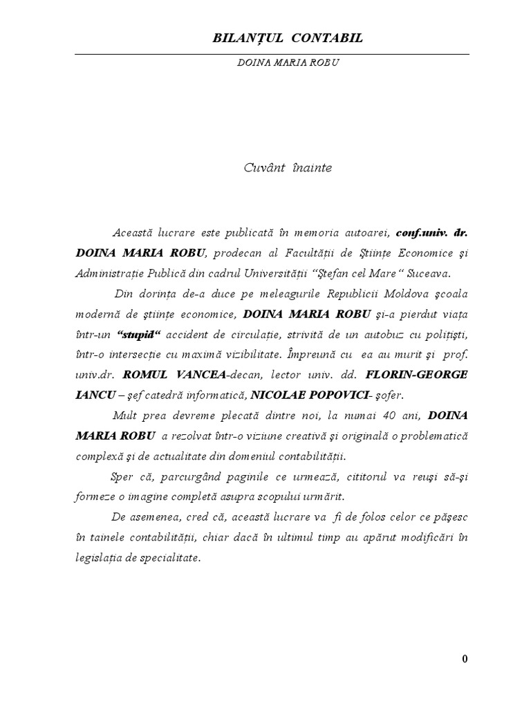 Bilantul Contabil Doina Maria Robu | PDF