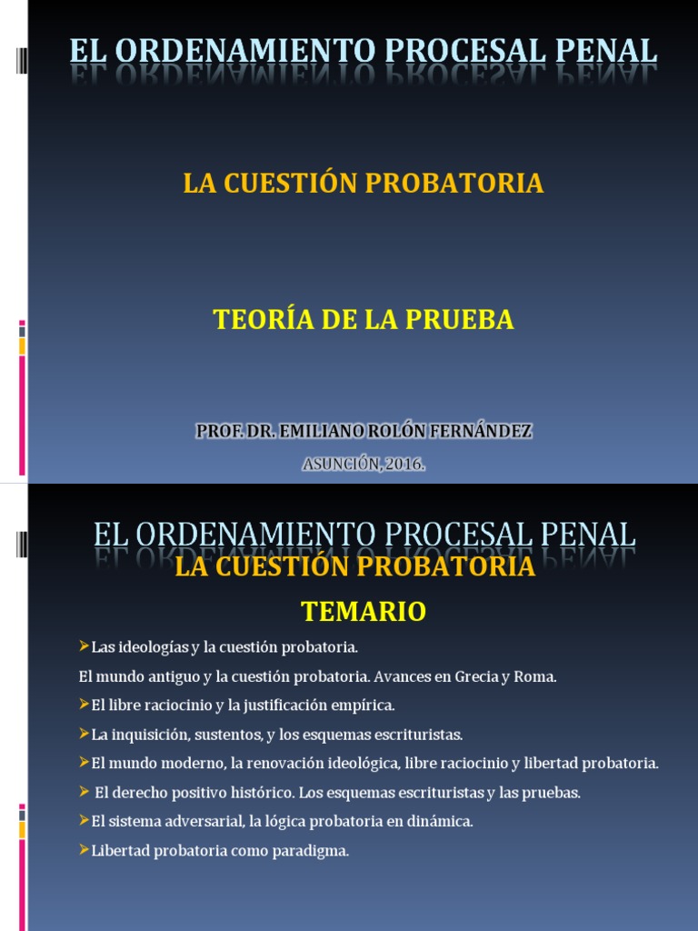 Er - Cuestion Probatoria - DR Rolon | PDF | Policía | Ley procesal