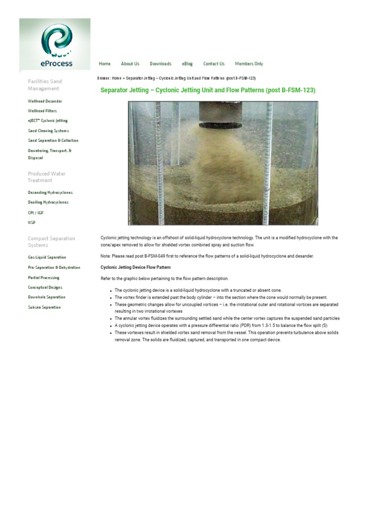Separator Jetting - Cyclonic Jetting Unit and Flow Patterns (Post B-FSM ...