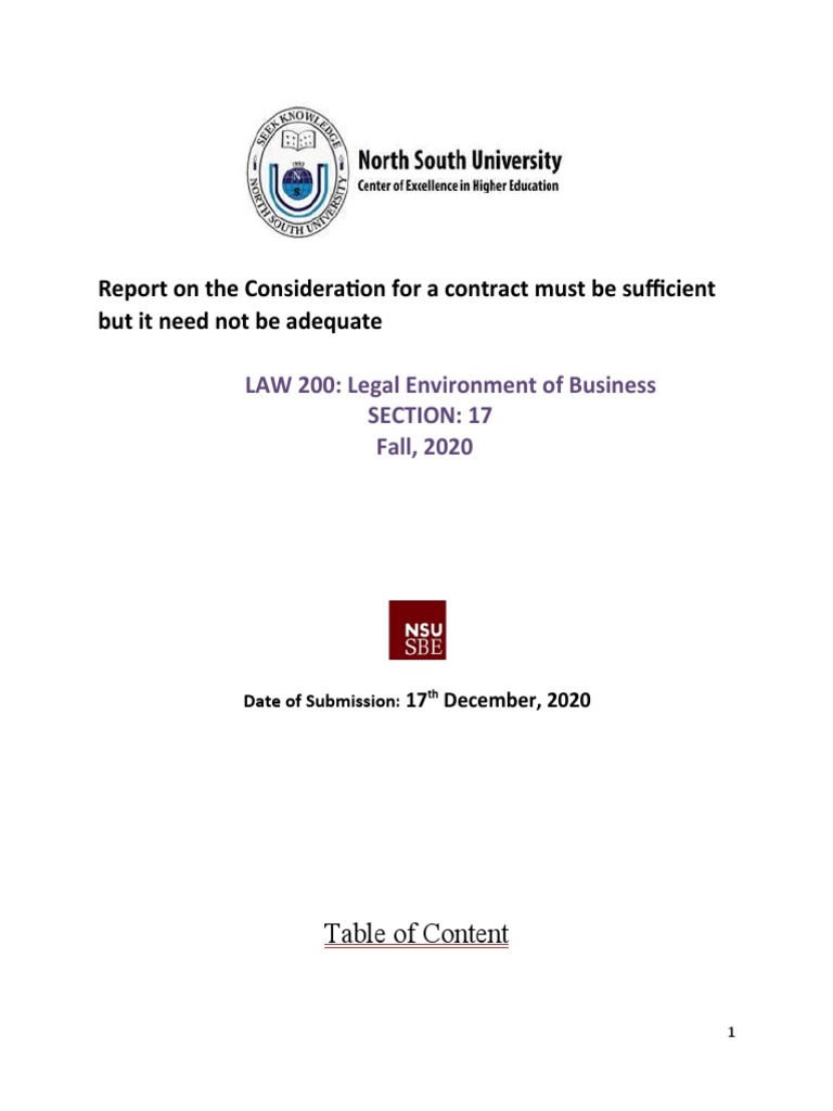 Law200 Report Fall2020 | PDF | Consideration | Offer And Acceptance