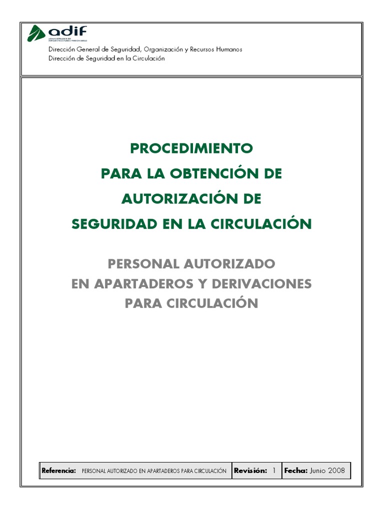 Adif Autorizacion Personal Autorizado Apartaderos | PDF