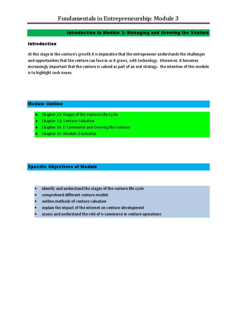 Managing and Growing Your Venture | PDF