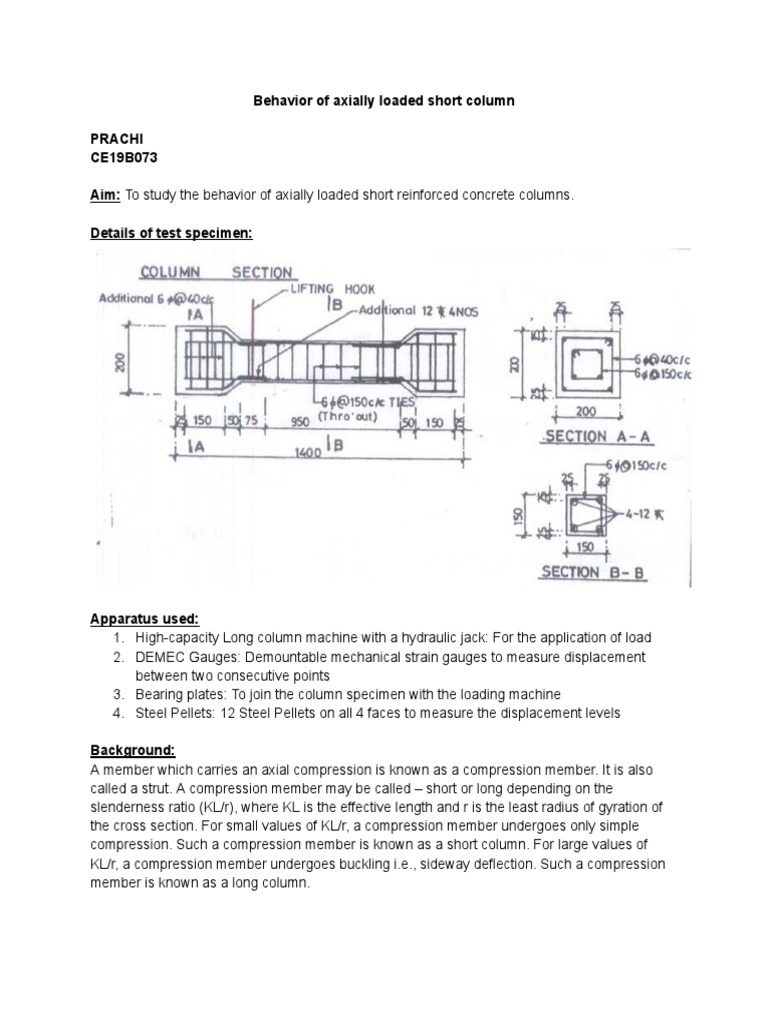 CE19B073 - RC 2 (Short Column) | PDF | Buckling | Column