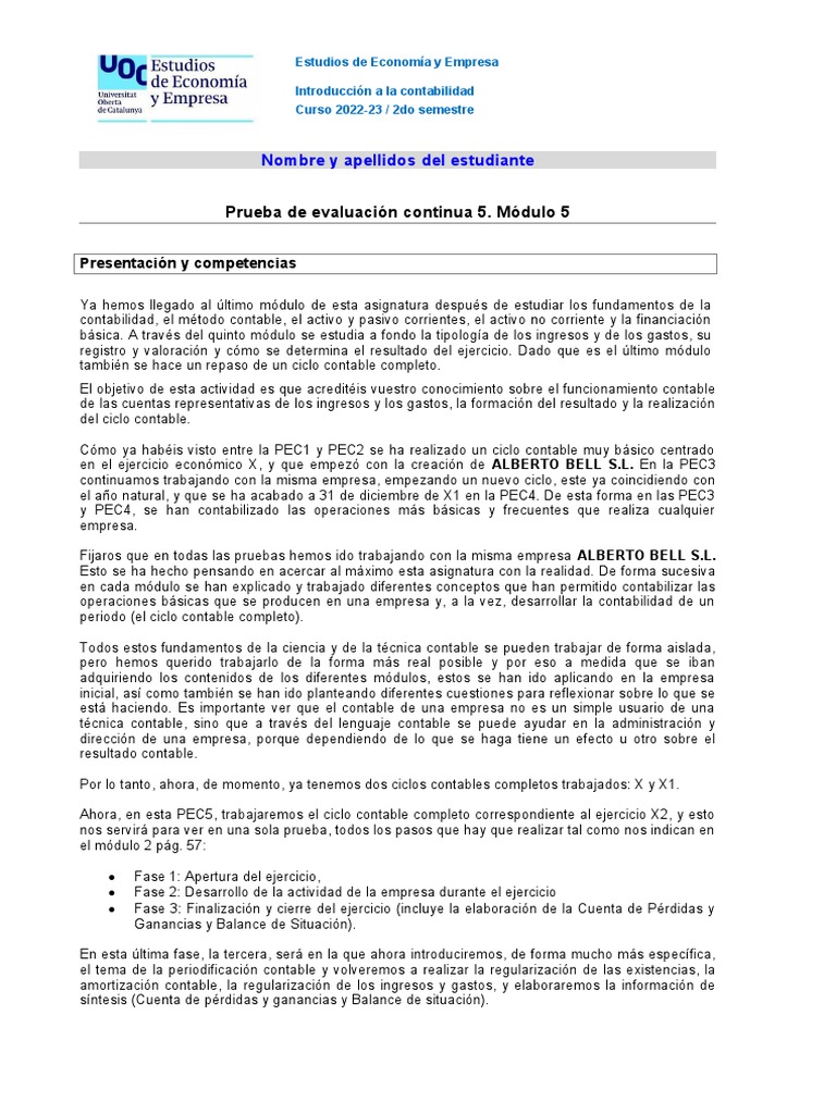 IntroduccionContabilidad PEC5 - Enunciado y Plantilla de Solucion ...