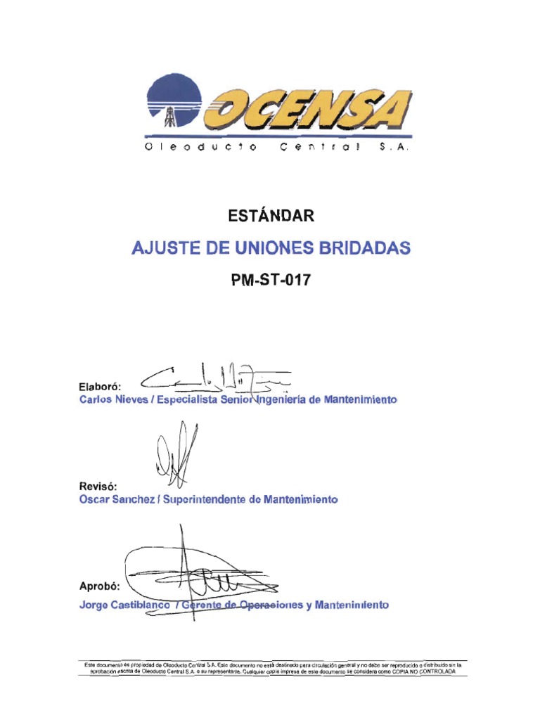 007 Ajuste de Uniones Bridadas Pm-st-017 | PDF | Fuerza | Ingeniería ...