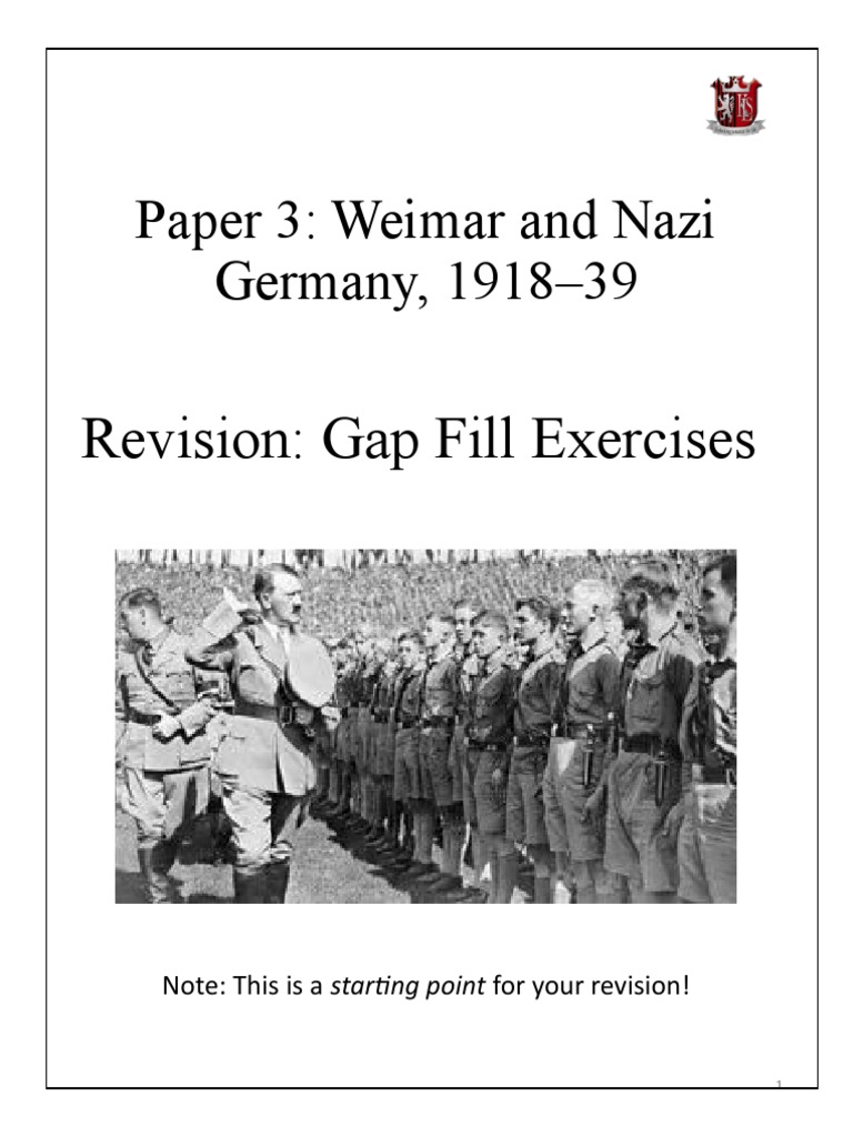 Revision Content Gap Fill Option | PDF | Weimar Republic | Nazi Germany