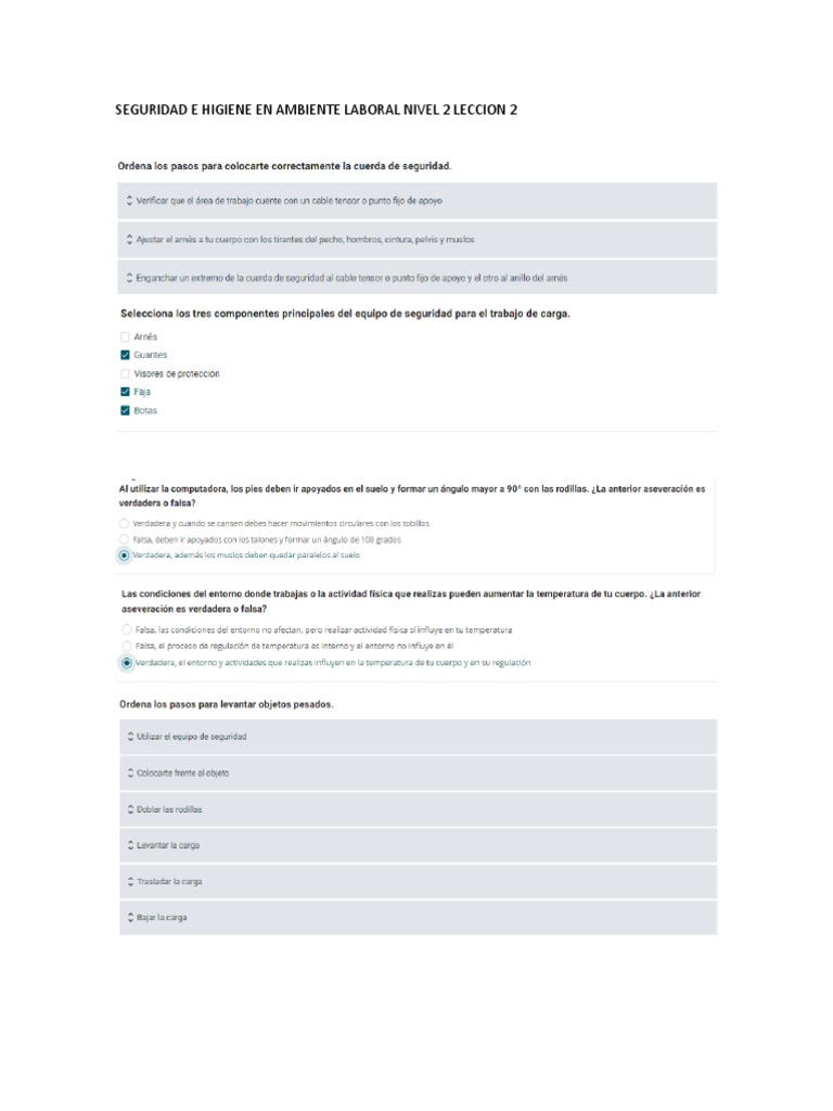 Seg. e Higiene Nivel 2 Leccion 2 | PDF