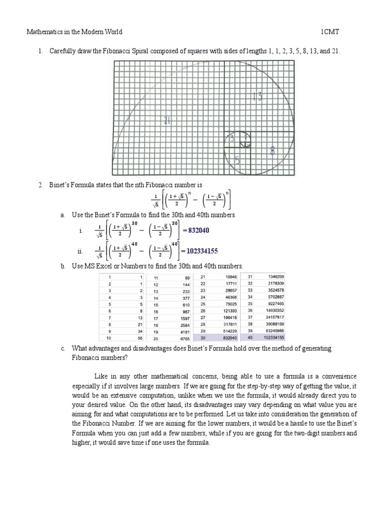 MATH - MW - Fibonacci Sequence | PDF | Mathematical Concepts | Mathematical Objects