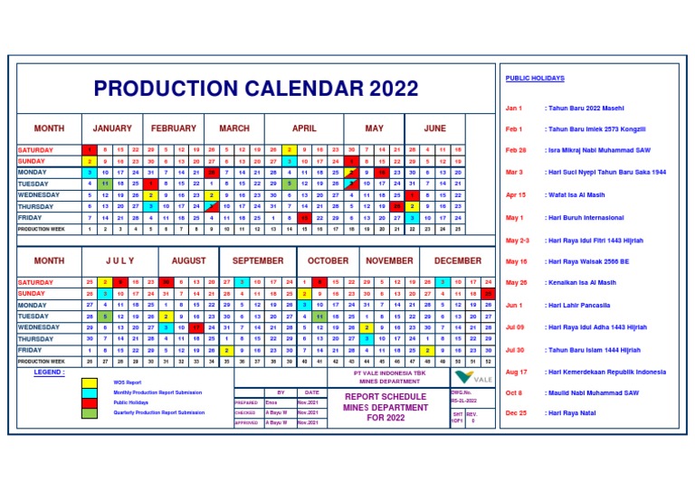 Kalender Produksi 2022 Pdf Public Holiday Observances
