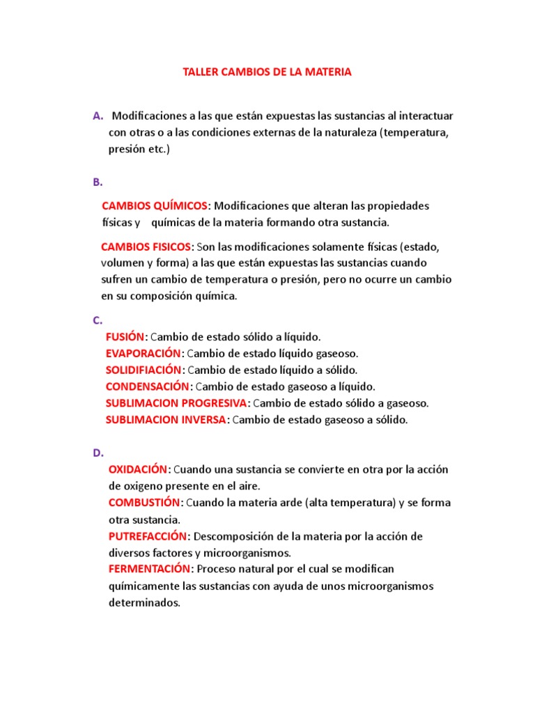 Cambios de la Materia: Químicos y Físicos | PDF