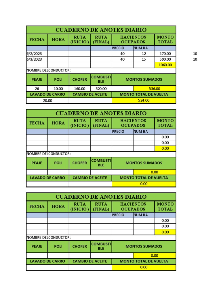 Planilla de Salidas | PDF