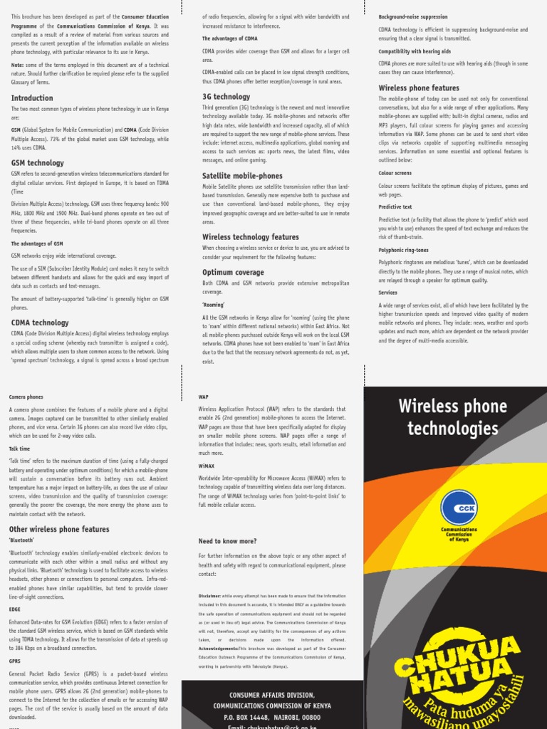 Wireless Phone Technologies Brochure | PDF | Gsm | Code Division ...