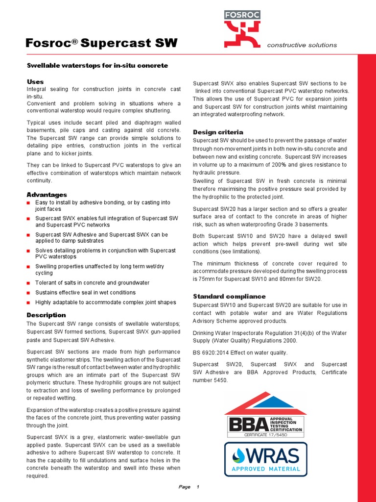 TDS Fosroc Supercast SW20 SEA | PDF