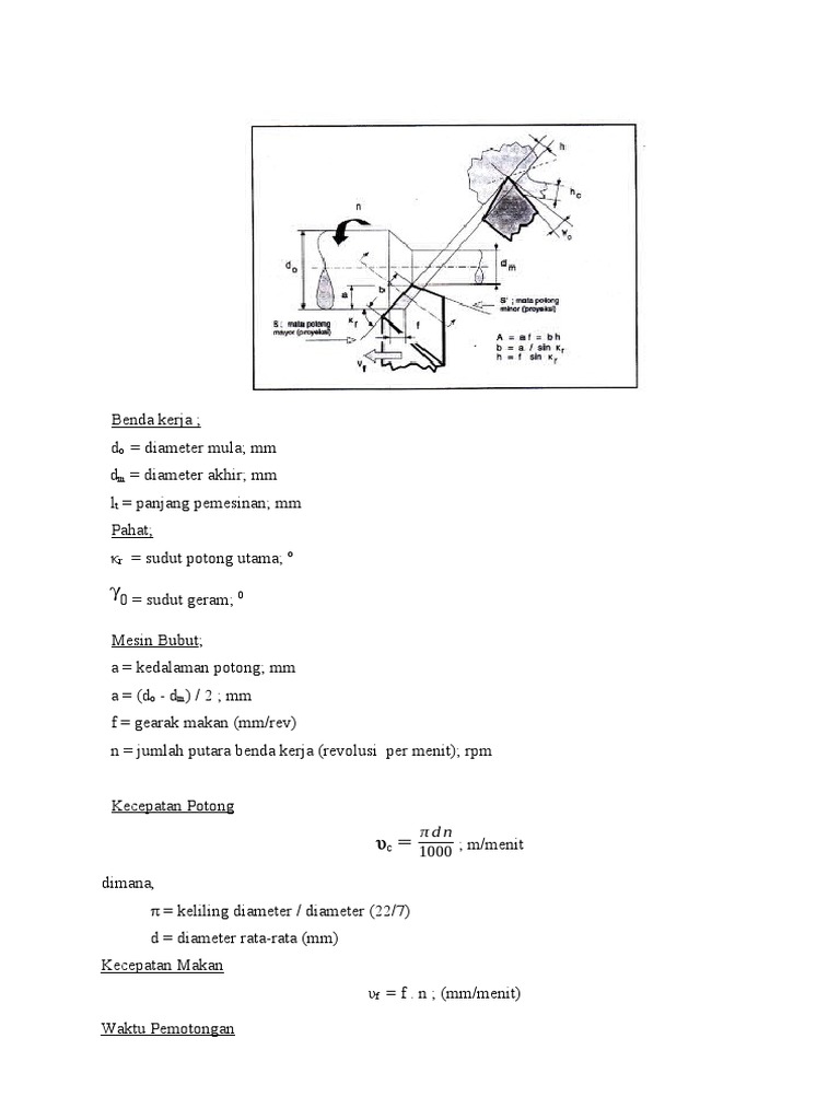 Proses Pemotongan Mesin Bubut dan Perhitungan | PDF | Teknologi & Rekayasa