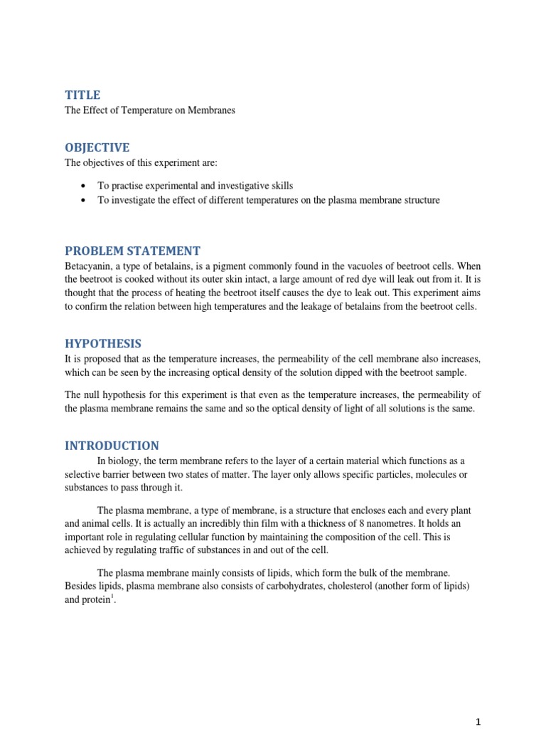 Beetroot Lab Report Final | PDF | Cell Membrane | Spectrophotometry