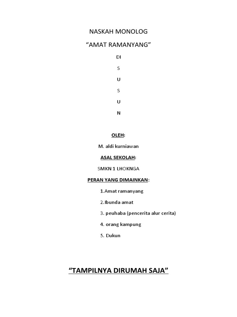 NASKAH MONOLOG SMKN 1 LHOKNGA | PDF
