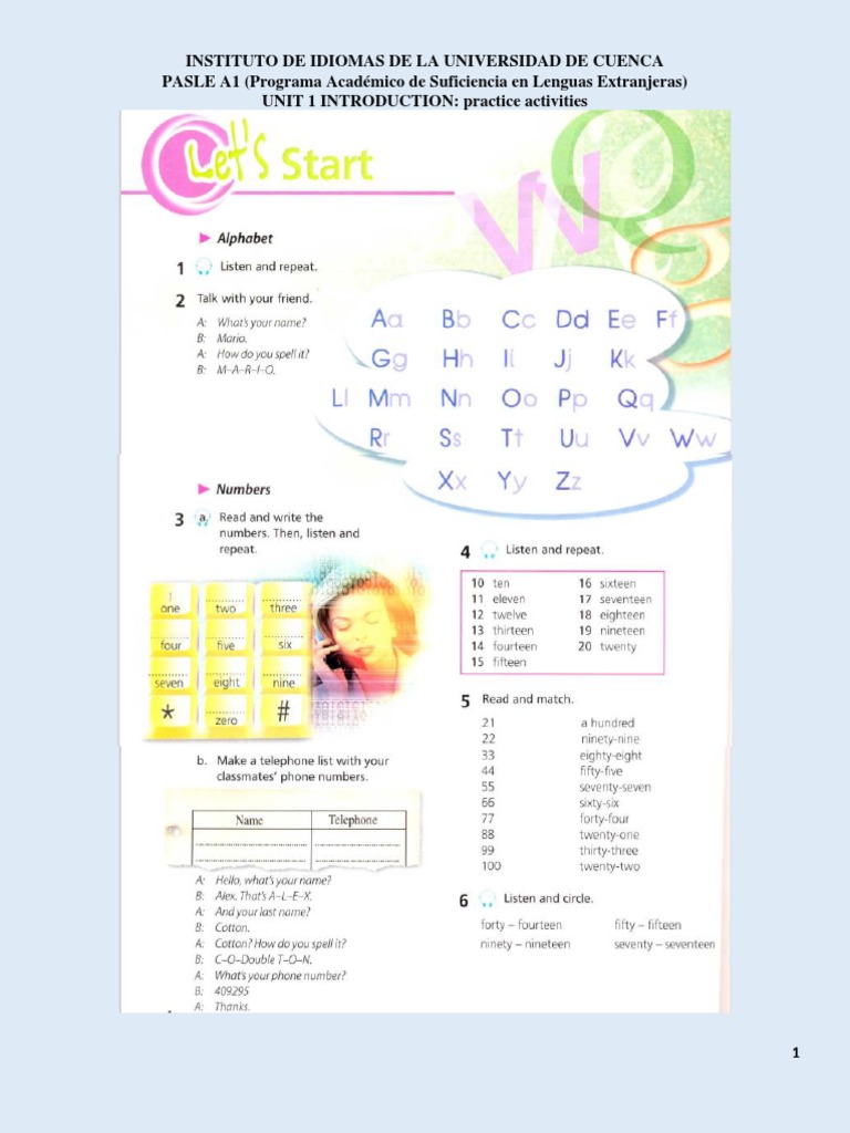INTRODUCTION-practice Activities - PASLE A1 | PDF