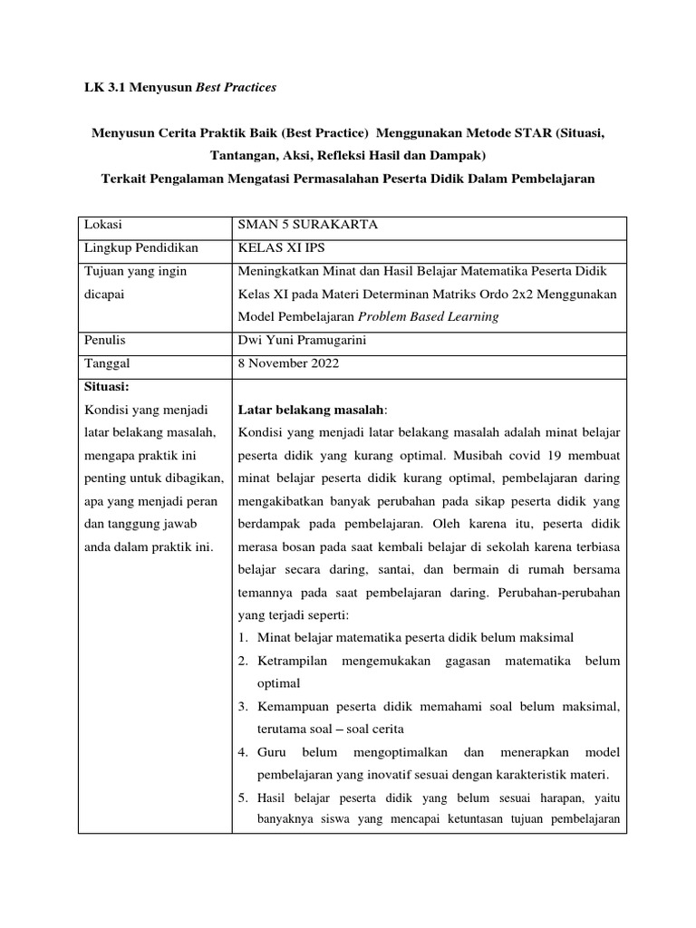 Best Praktis PBL UNS | PDF | Seni | Pengembangan Diri