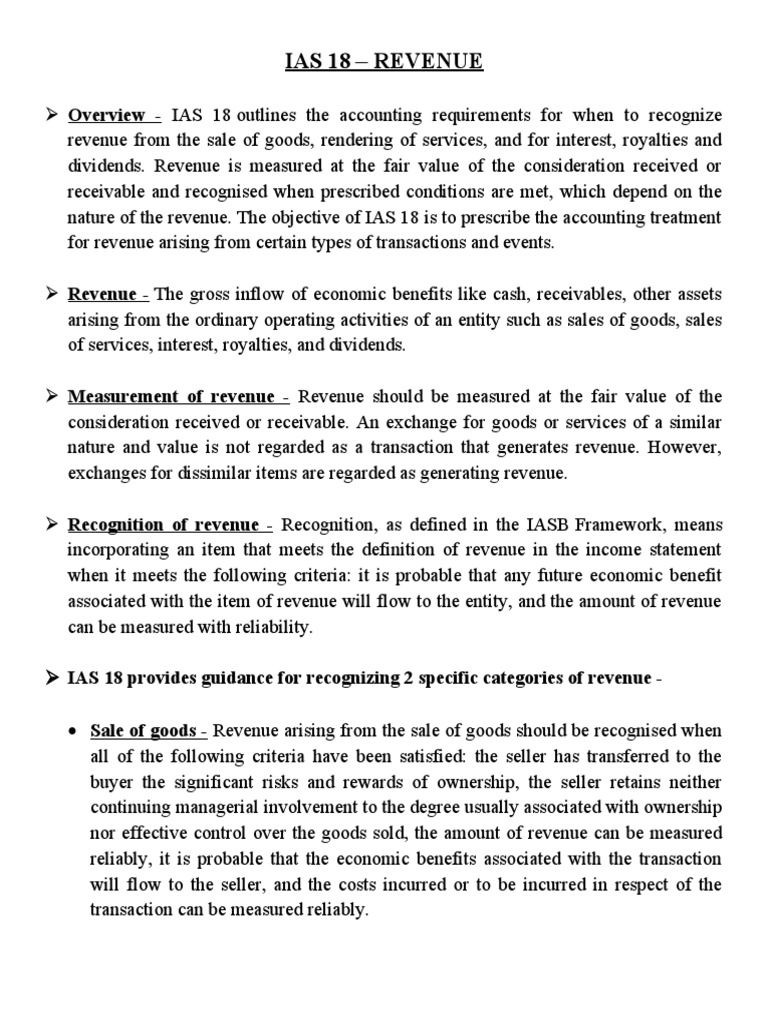 IAS 18 - Revenue | PDF | Revenue | International Financial Reporting ...