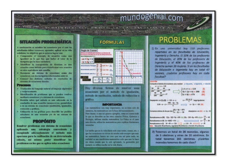 Triptico Sistema de Ecuaciones | PDF