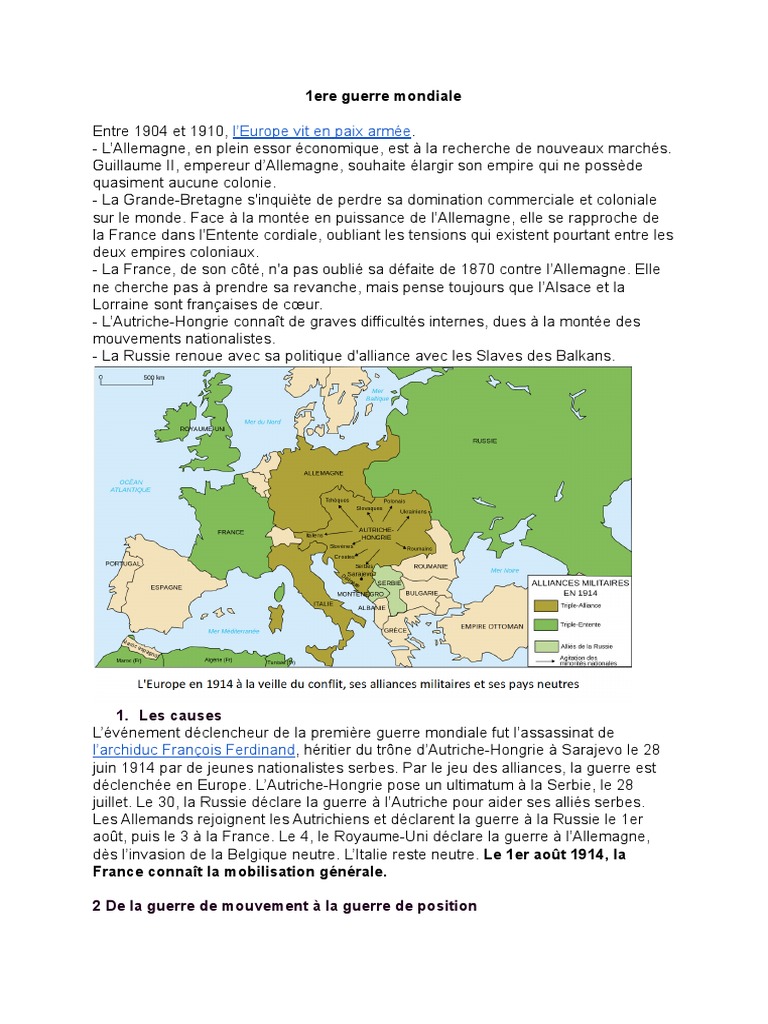 Déroulement de la Première Guerre Mondiale | PDF | Première guerre ...