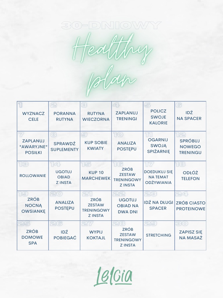 Wyzwanie Lelcia 30-Dniowy HEALTHY PLAN | PDF