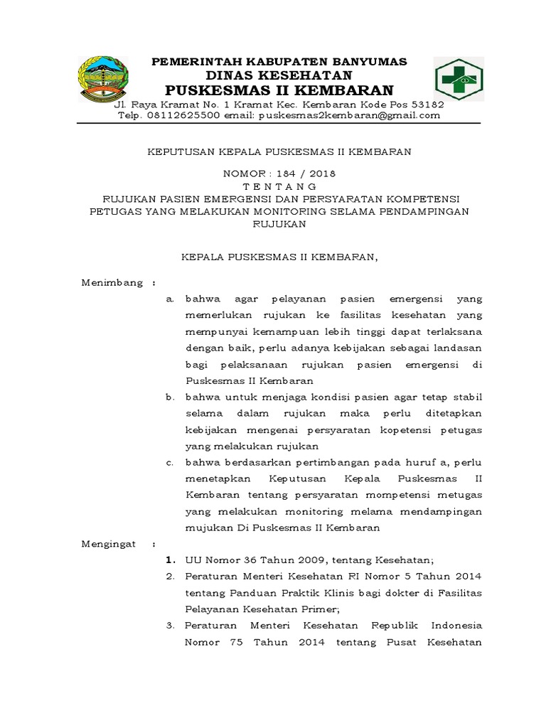 7.5.4.b SK Rujukan Dan Persyaratan Petugas Pendamping Rujukan | PDF
